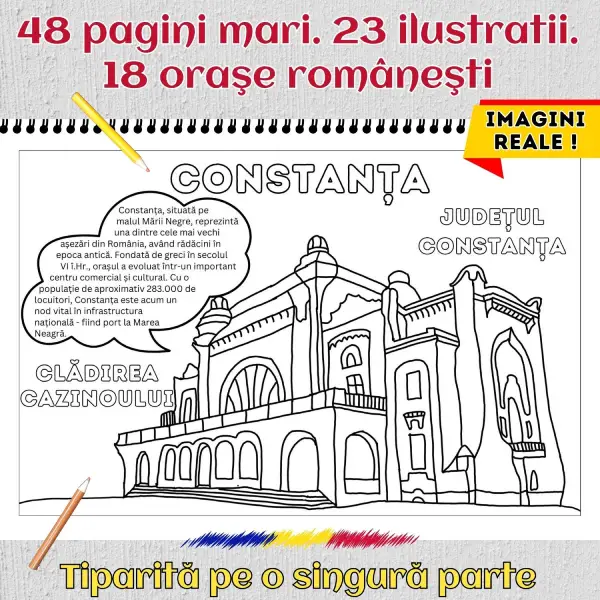 Carte de colorat pentru copii, Orasele tarii, 18 orase romanesti de ...