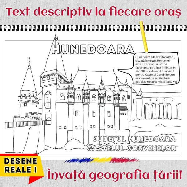 Carte de colorat pentru copii, Orasele tarii, 18 orase romanesti de ...